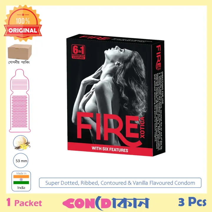 Fire Xotica 6in1 Dotted, Ribbed, Contured & Flavoured Condom 1 Pack (3 ...