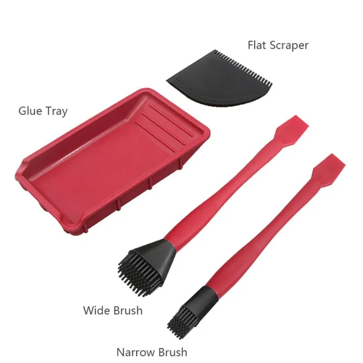 4Pcs Silicone Glue Kit Wide/Narrow Brush with Flat Scraper and Glue ...