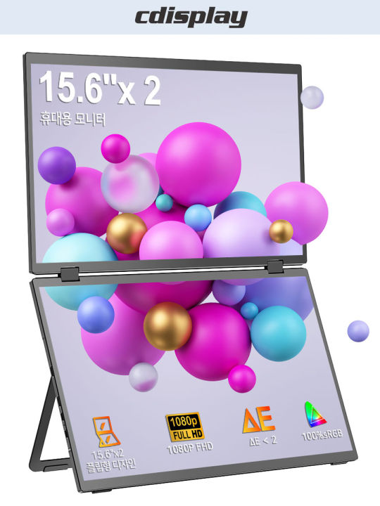 Cdisplay 15.6 Portable Monitor Dual Screen Laptop Screen Extender HDMI ...