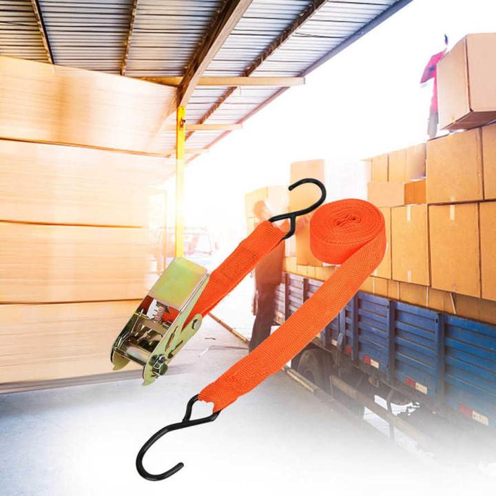 2PCS tie-down strap ratchet tie rope pull vehicle tow fastening binding ...
