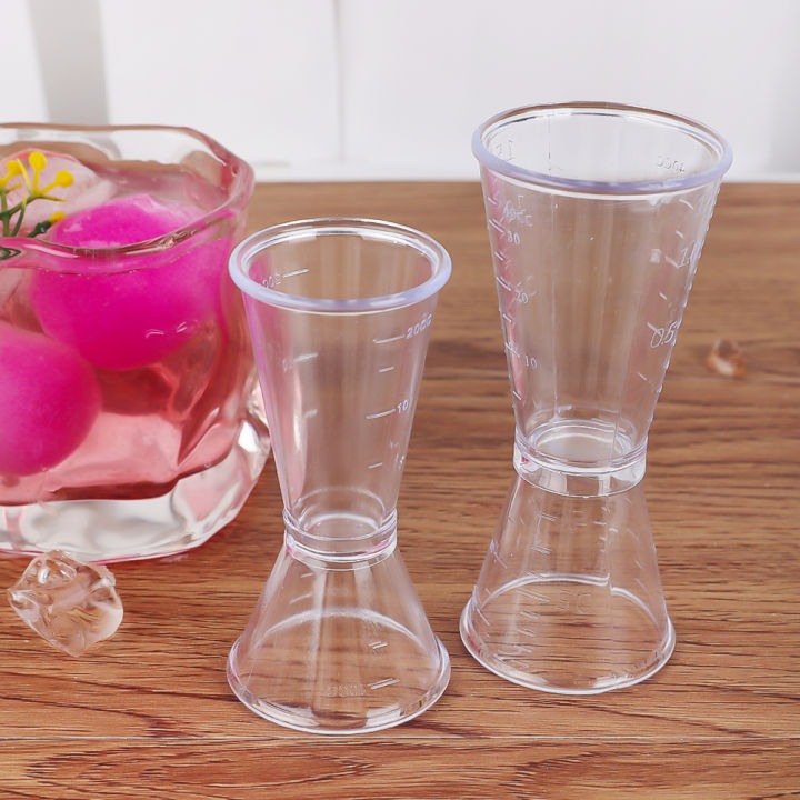 1/3Pcs Double Jigger Ounce Cup Plastic Resin Milk Tea Coffee Mixing Oz ...