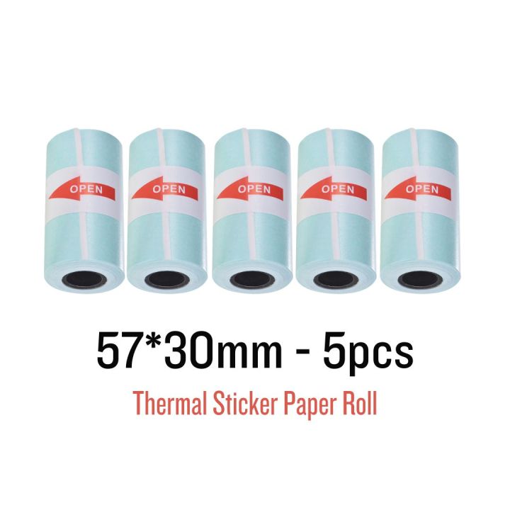 5pcs 57x30mm Sticker Paper Rolls for Mini Printer | Prefect for Black ...