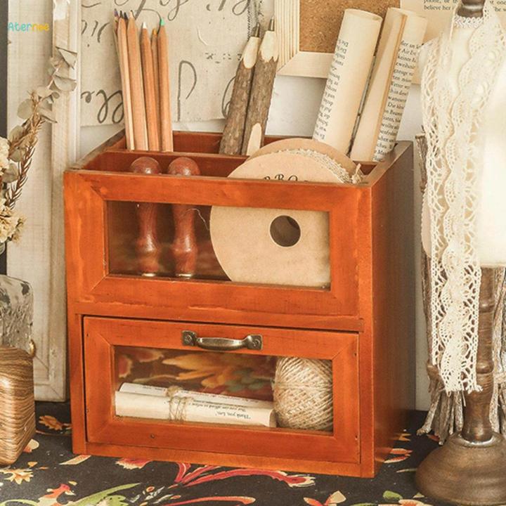 Desktop Storage Cabinet Shelf Showcase Drawer Type Display Box Vintage ...