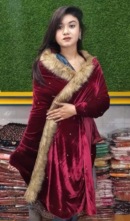 New Model High Quality Velvet Shawl & Stone works, Comfortable Soft ...