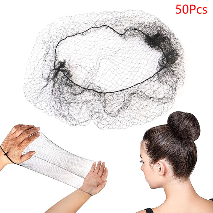 50Pcs Hair Net Black Elastic Bundle Hair Invisible Hairnet Mesh Bun ...