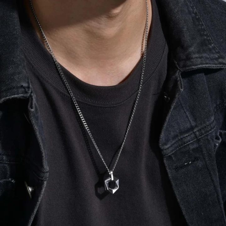 Dije Colgante Hexágono Acero Inoxidable Chain For Men | Daraz.com.bd