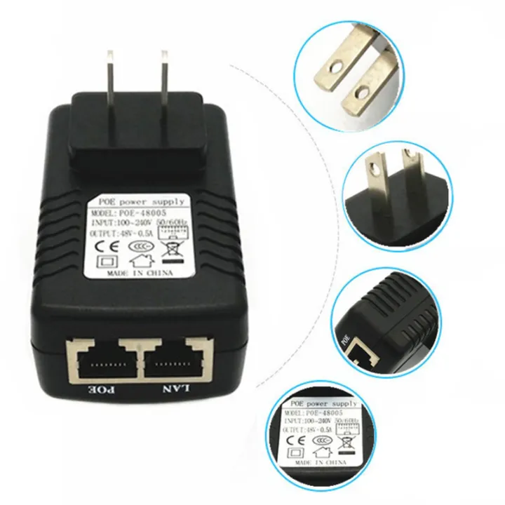【FUPANG】Power Module Plug 48V 0.5A POE Power Adapter Injector Ethernet ...