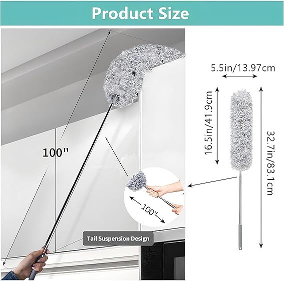 9.5 Feet (Approx) Flexible Extendable Duster for Cleaning Complicated ...