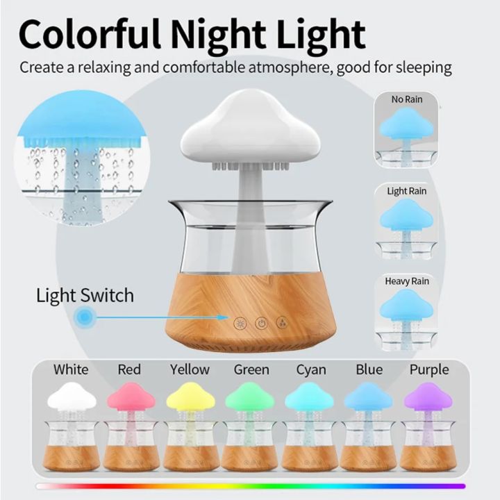 300ml/450ml Mushroom Air Humidifier Aroma Diffuser Rain Cloud ...