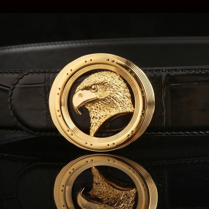 2023 New stfenvilict Belt Eagle Head Men's Belt Cowhide Crocodile ...