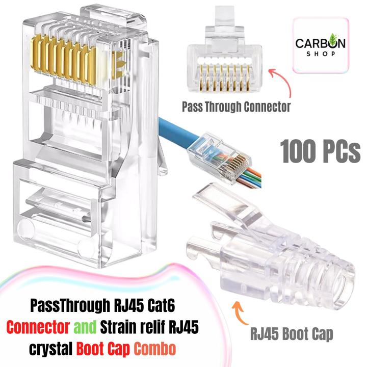 RJ45 Strain Relief Crystal Boot Cover with EZ RJ45 Gold Plated Crystal ...