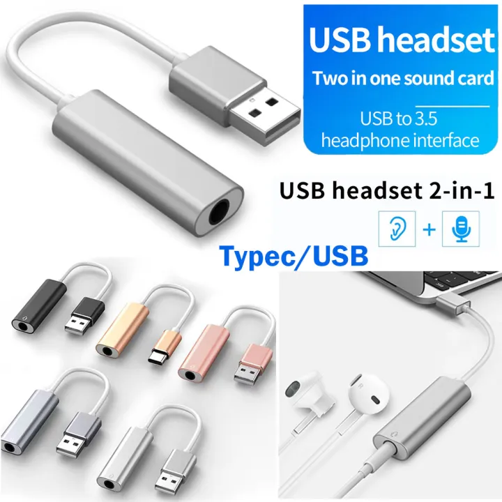 2-in-1 USB Audio Converter Controller 3.5mm Headphone And Microphone ...
