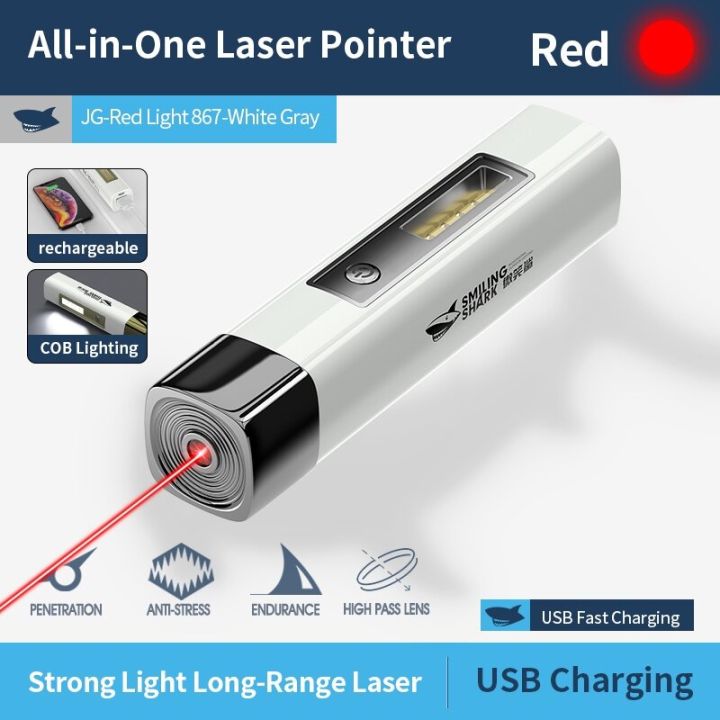 SmilingShark Laser Pointer Pen Portable Green Red Laser Pointer Light Powerful USB Rechargeable ...