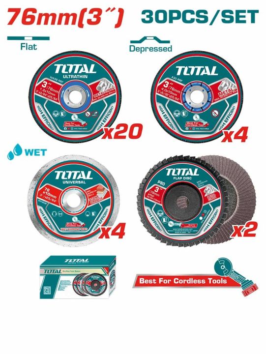 TOTAL Cutting And Grinding Disc 30 Pcs Set - Tac97630 | Daraz.com.bd