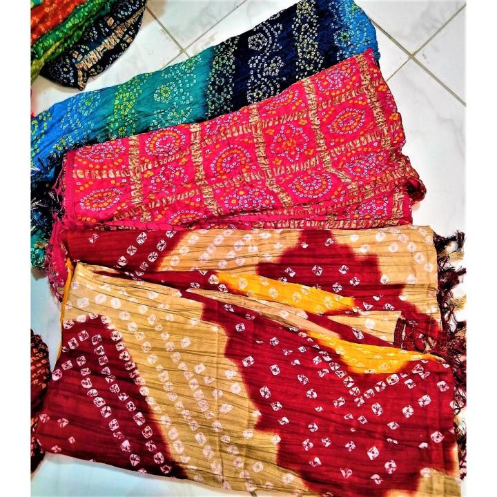 Women Chundri Silk Multi Colored Heavy Lace Dupatta ( Long Orna ...