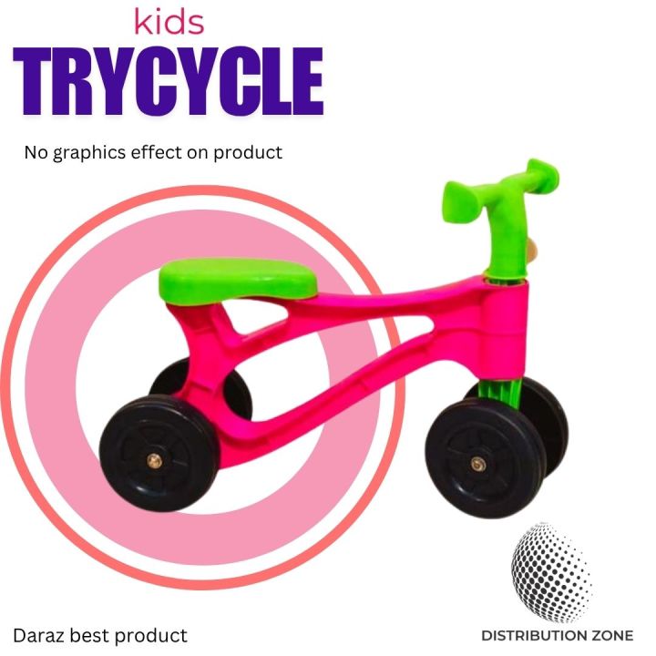 Kids Balance Bike for 2-4 Years – 4-Wheel Plastic Ride-on Cycle ...