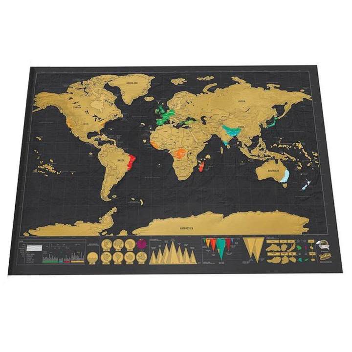 Scratch Off World Map Deluxe Travel Map Poster Personalized Journal ...