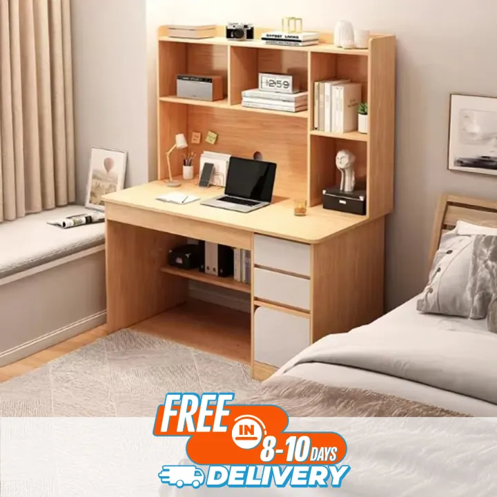 Modern Desk Bookshelf All-in-one Computer Desk Storage Space Student ...