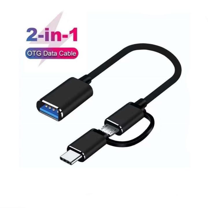 2 in1 OTG USB Cable Adapter Micro USB Type C To USB Converter Mini ...