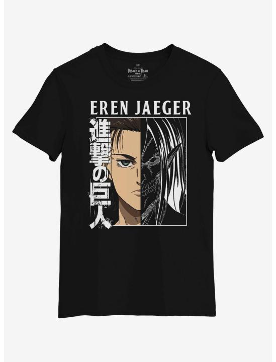 Eren Yeager from Attack on Titan black customized full cotton T-shirt ...