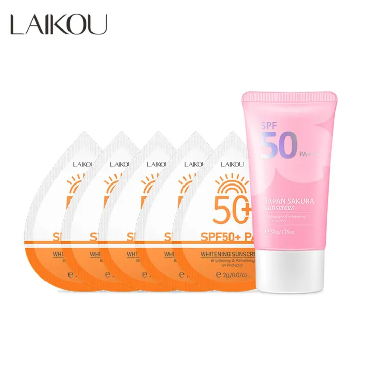 LAIKOU UV Protector 2gx5pcs Body Waterproof Sunblock SPF50+ Sakura Face Whitening Sunscreen 50g ...