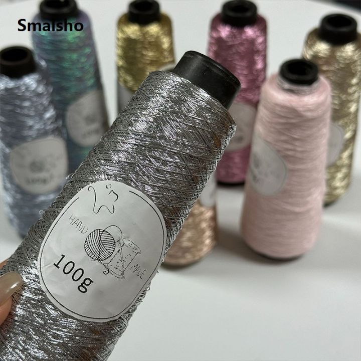 0.8mm 100g/Roll Gold Silver Yarn Cross Stitch Thread Hand Woven Crochet ...