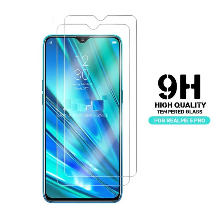Realme 5 Pro Tempered Glass Screen Protector Slim 9H Hard 2.5D ...