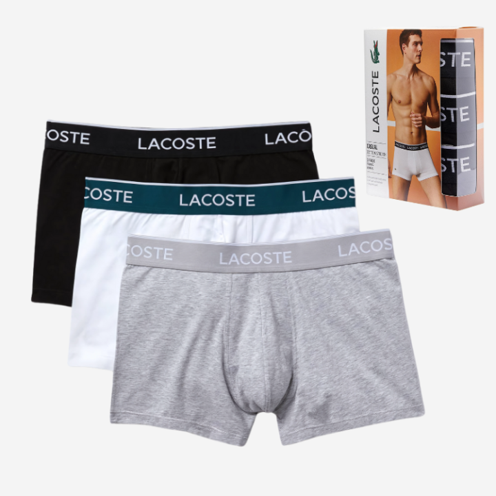 MEN'S Lacoste & Fitch Boxer Trunk Shorts (Pack of 3) – 100% Cotton ...