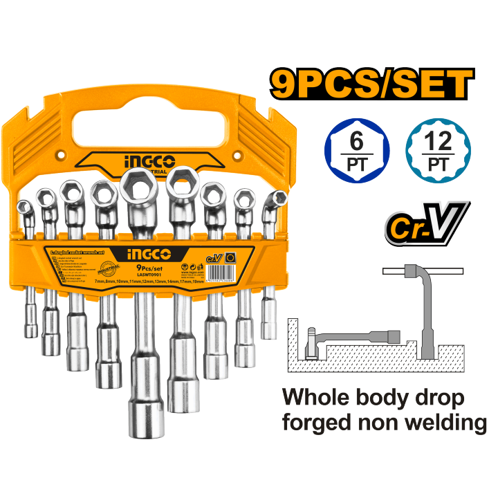 L-ANGLED SOCKET WRENCH SET 9PCS - INGCO LASWT0901 | Daraz.com.bd