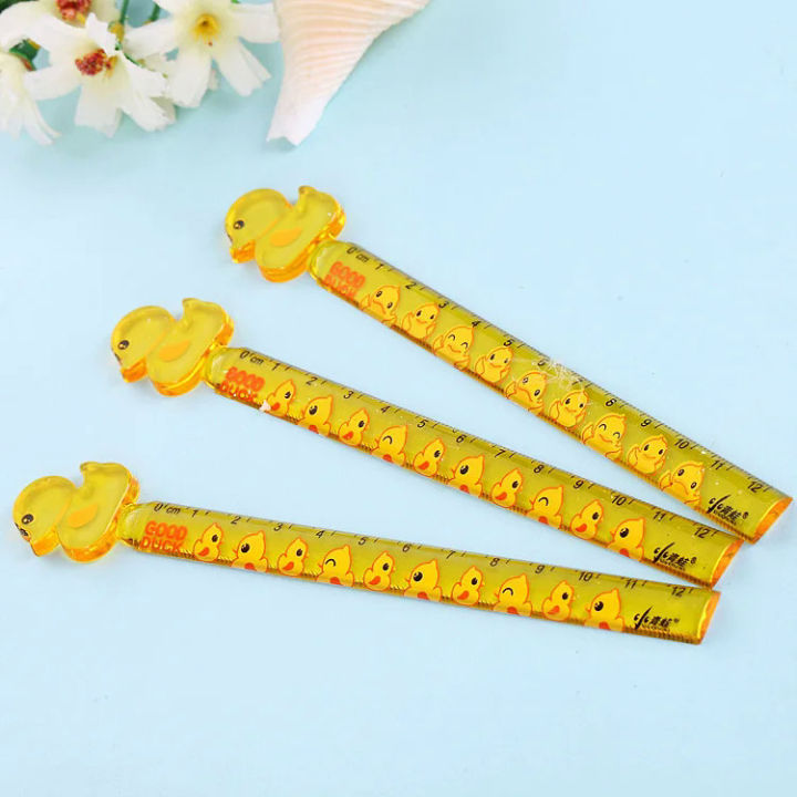 4 Piece Cute Duck Straight Ruler Tools Stationery Cartoon Drawing ...