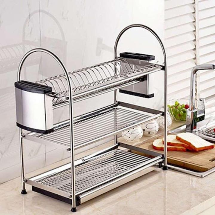 3 Layer Kitchen Dish Rack - Silver | Daraz.com.bd