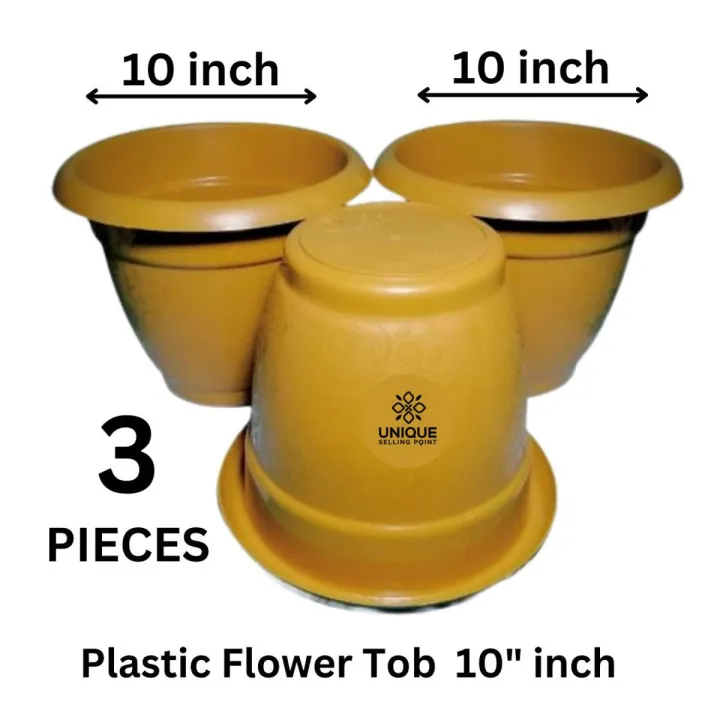 Plastic Flower Tob 03 Pcs Bundle Plastic Flower Tub Gardening Tob ...