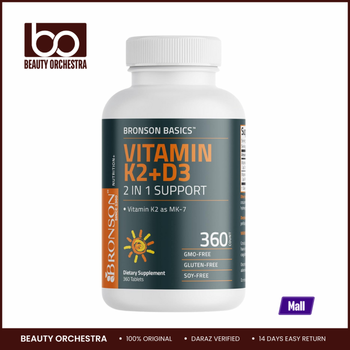 Bronson Basics Vitamin K2+D3 (MK7) Supplement - 360 Tablets | Daraz.com.bd