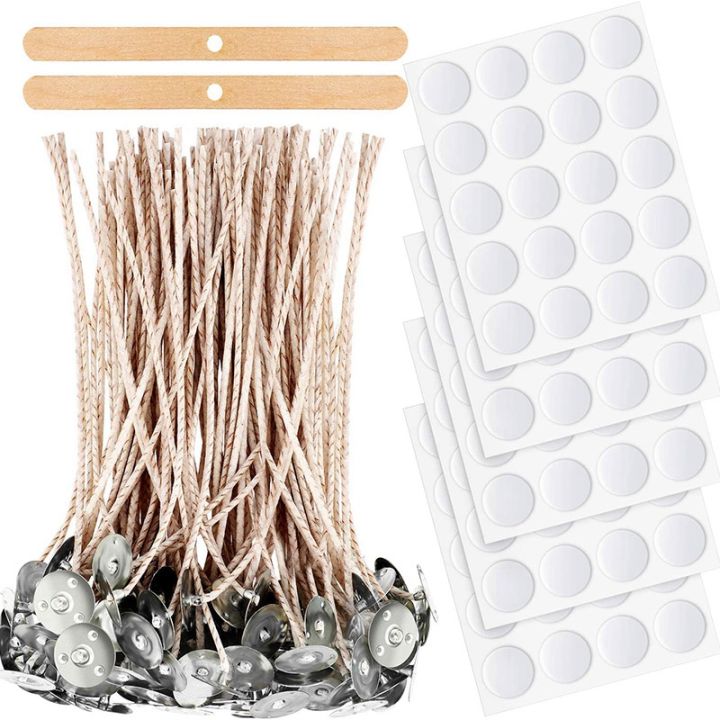 【3C VictoryEagle】100 6 Inch Soy Wax Candle Wicks with Base, 100 Pieces ...