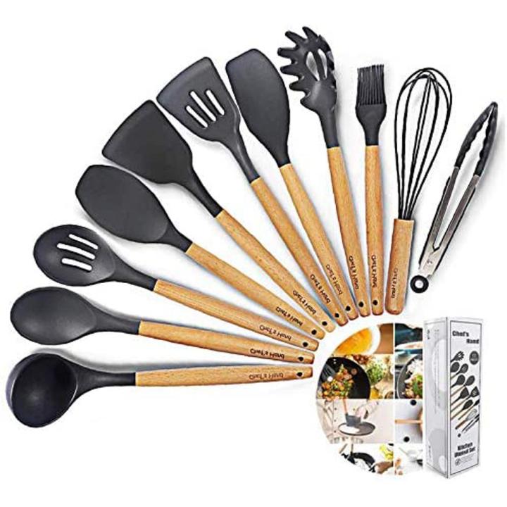 11 Piece multifunction wood Baking cake cooking bamboo spatula kitchen ...