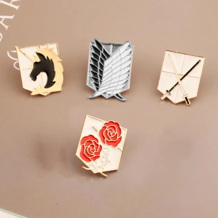 Anime Brooch AOT Metal Brooches Golden And Silver Shingeki No Kyojin ...