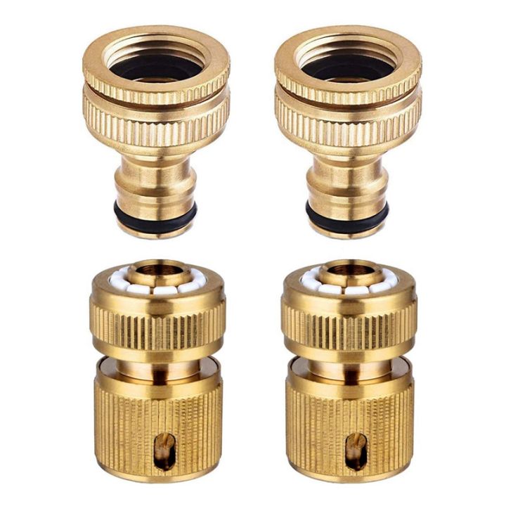 4 Pieces Garden Hose Tap Connector 1/2 Inch and 3/4 Inch Size 2-In-1 ...
