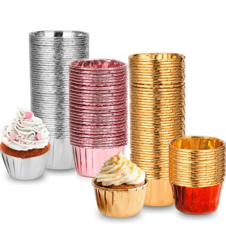 3colour Set Aluminum Foil Paper Cupcake Cases Muffin Baking Oil Proof ...