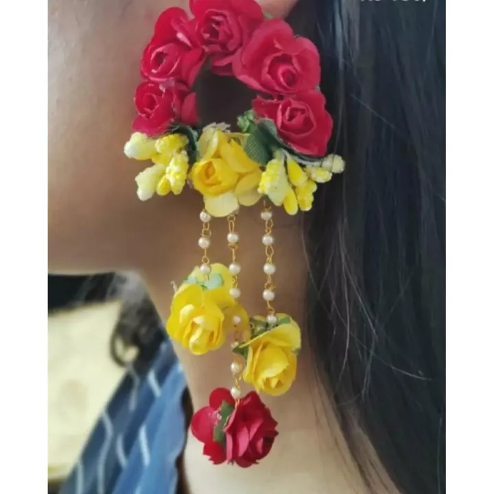 Artificial flower non bridal jewellery set | Daraz.com.bd