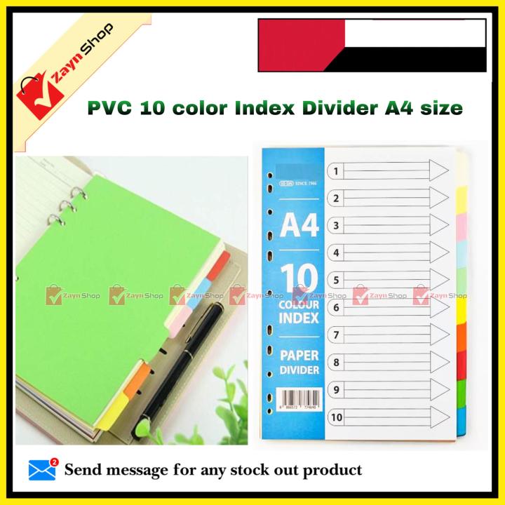 Plastic Index Divider A4 size Sheet pack of 10 colors 1 set | Daraz.com.bd