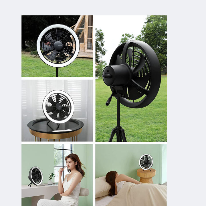 JISULIFE FA17 Outdoor LED Ceiling Fan with mini Tripod Stand - Black ...