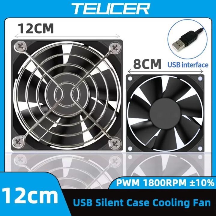 TEUCER USB Fan With Speed Controller 120mm 5V USB Powered PC Cooling ...
