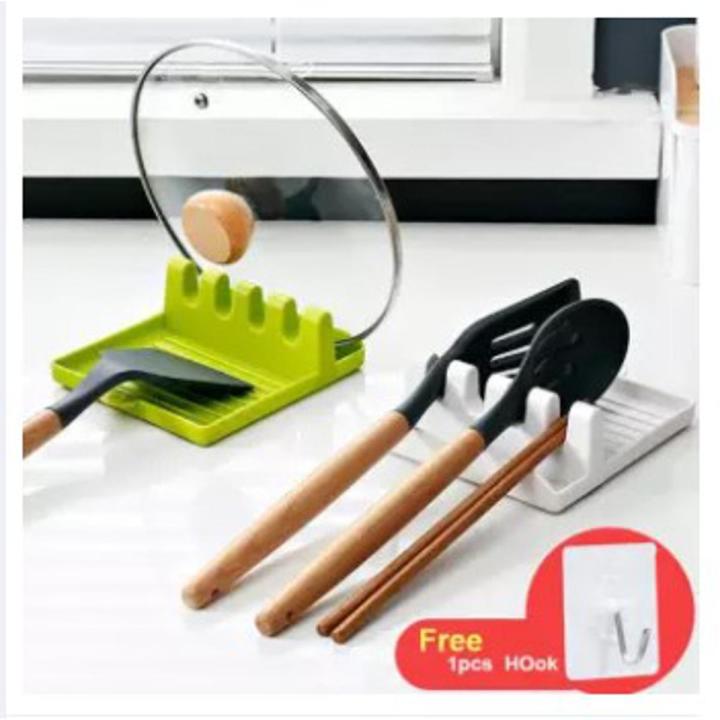 1 Pieces Multi Function Ladle Spoon Rest Holder + Free 1 pieces plastic ...