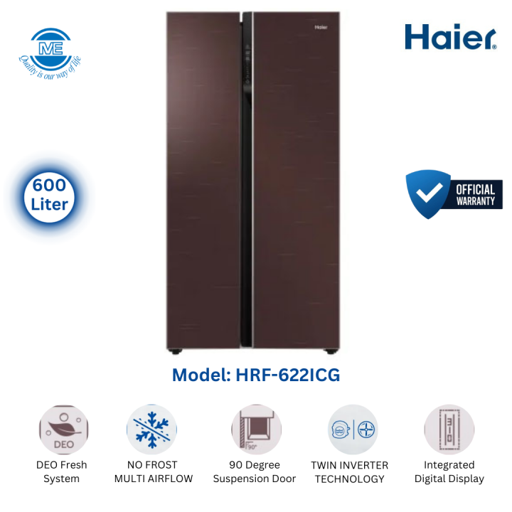 HAIER 600 Liter Side-by-Side No Frost Refrigerator With Twin Inverter Technology | HRF-622ICG ...