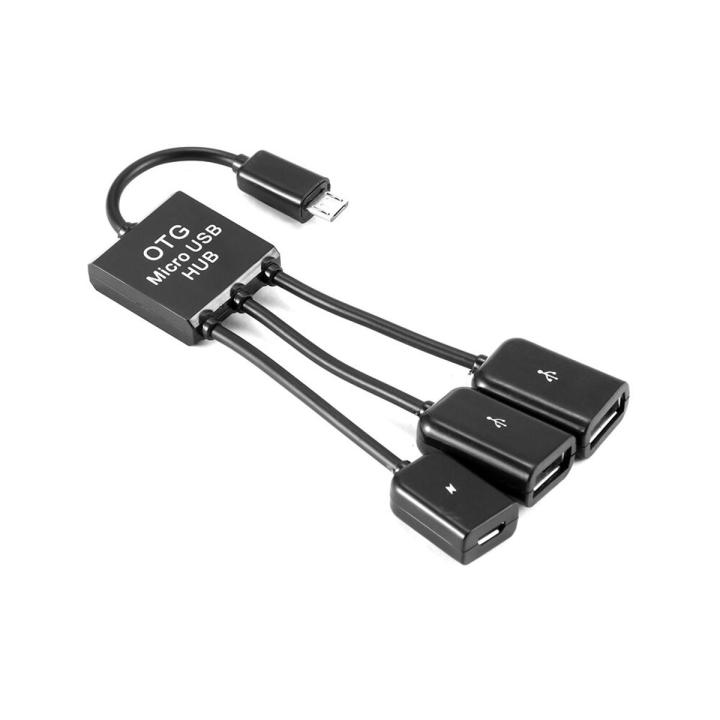 【VisioN Shop】Black Dual Micro 2.0 One 5Pin OTG Micro USB Host OTG Hub ...