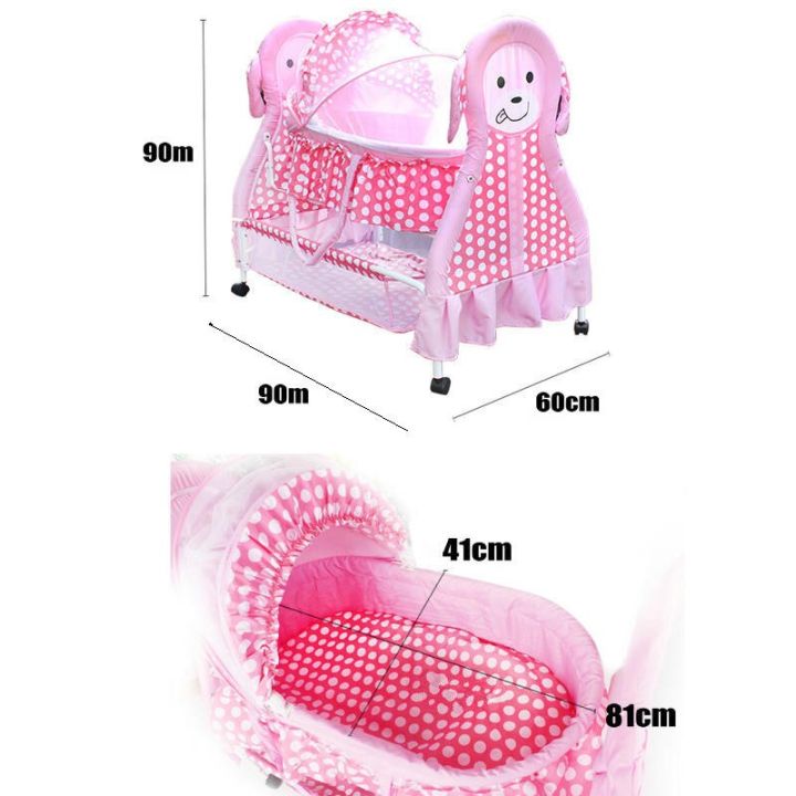 Baby Cradle Bed with Mosquito Net, 2 in 1 Baby Crib, can be Infant ...