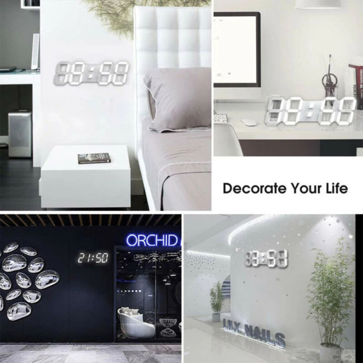 3D LED Digital Clock Electronic Table Clock Alarm Clock Wall Glowing ...