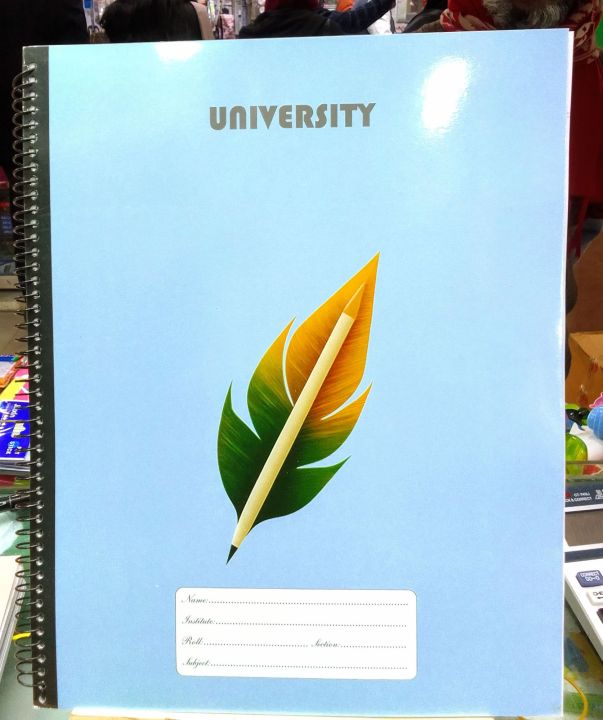 University 200 page spring notebook white paper khata pestel colour ...