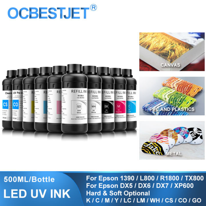 500ML LED UV Ink For DX4 DX5 DX6 DX7 DX10 TX800 XP600 Printhead For Epson 1390 L800 L1800 L805 ...