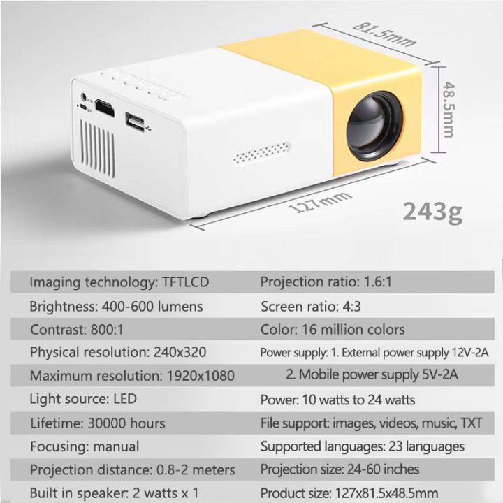 YG300 Smart Projector WiFi Bluetooth Android Auto Focus LED HD Projetor ...